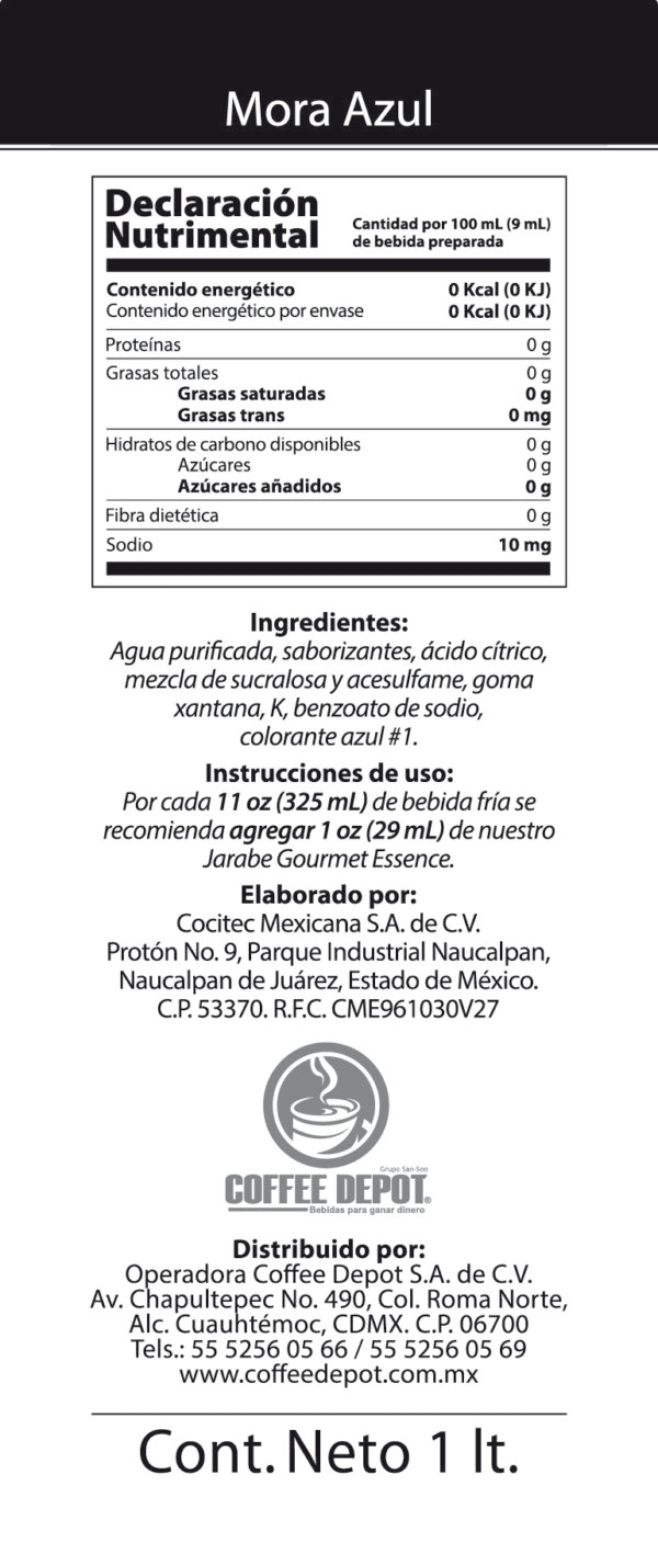 Jarabe Mora Azul Sugar Free | Coffee Depot